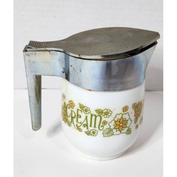 Gemco | Dining | Vintage Milk Glass Cream Dispenser With Metal Lid ...